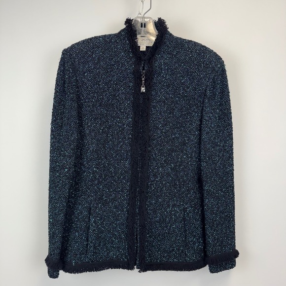 St. John | Jackets & Coats | St John Collection Marie Gray Knit Jacket ...